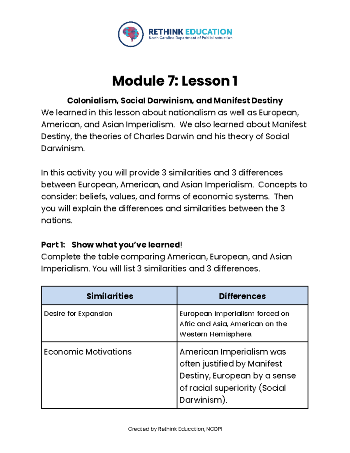 Copy of Module Seven Lesson One Activity - Module 7: Lesson 1 ...