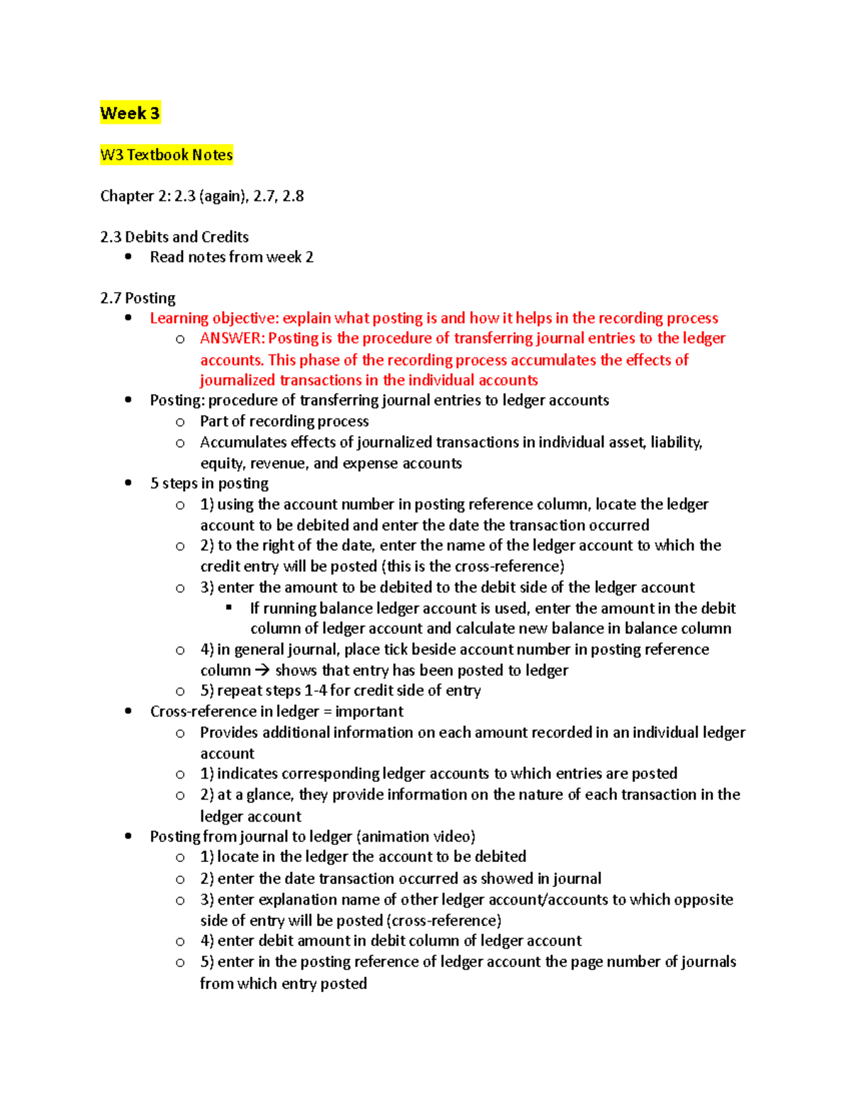 Acct1006 notes - Week 3 W3 Textbook Notes Chapter 2: 2 (again), 2, 2. 2 ...