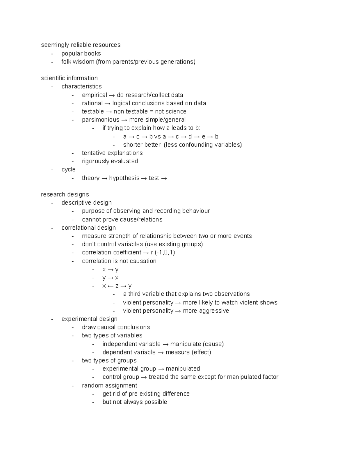 Psychology 101: Lecture 2 - Research Designs and Data Analysis - Studocu