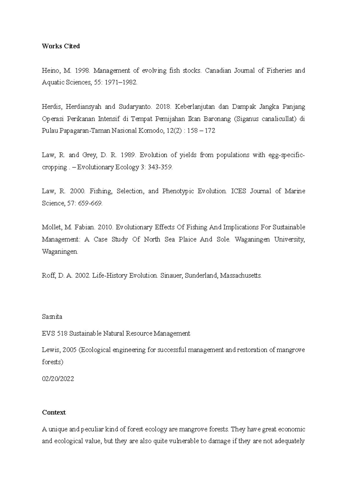Assignment 6 - example of paper. - Works Cited Heino, M. 1998 ...
