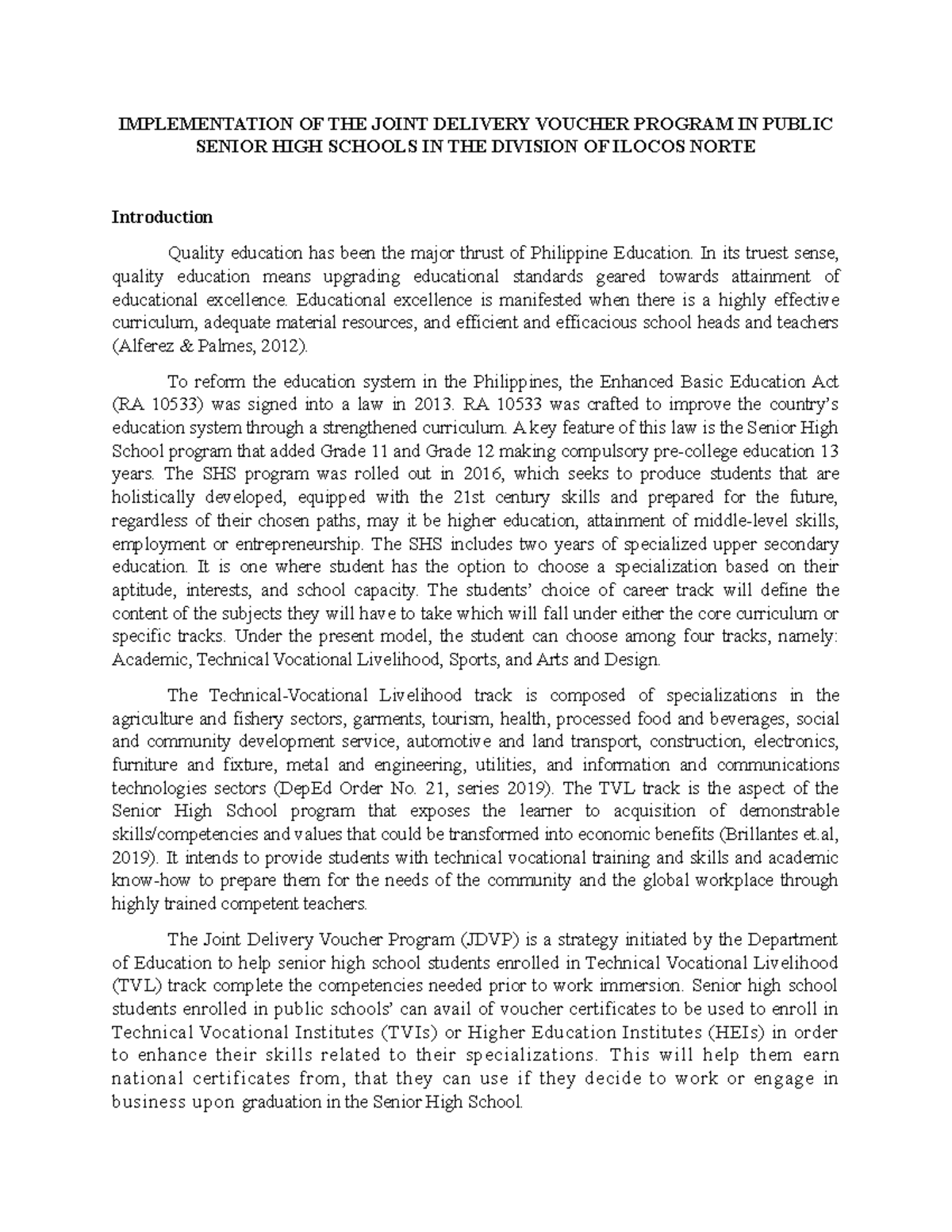 AN Evaluation OF THE Joint Delivery Voucher Program IN Public Senior ...