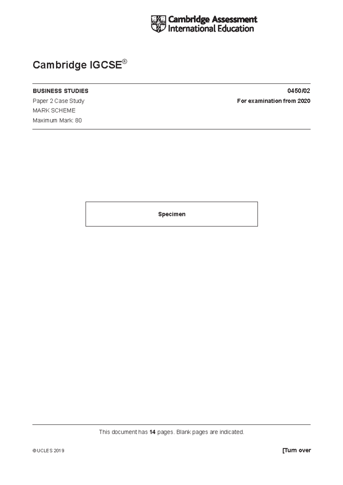 414611 2020 specimen paper 2 mark scheme - This document has 14 pages ...