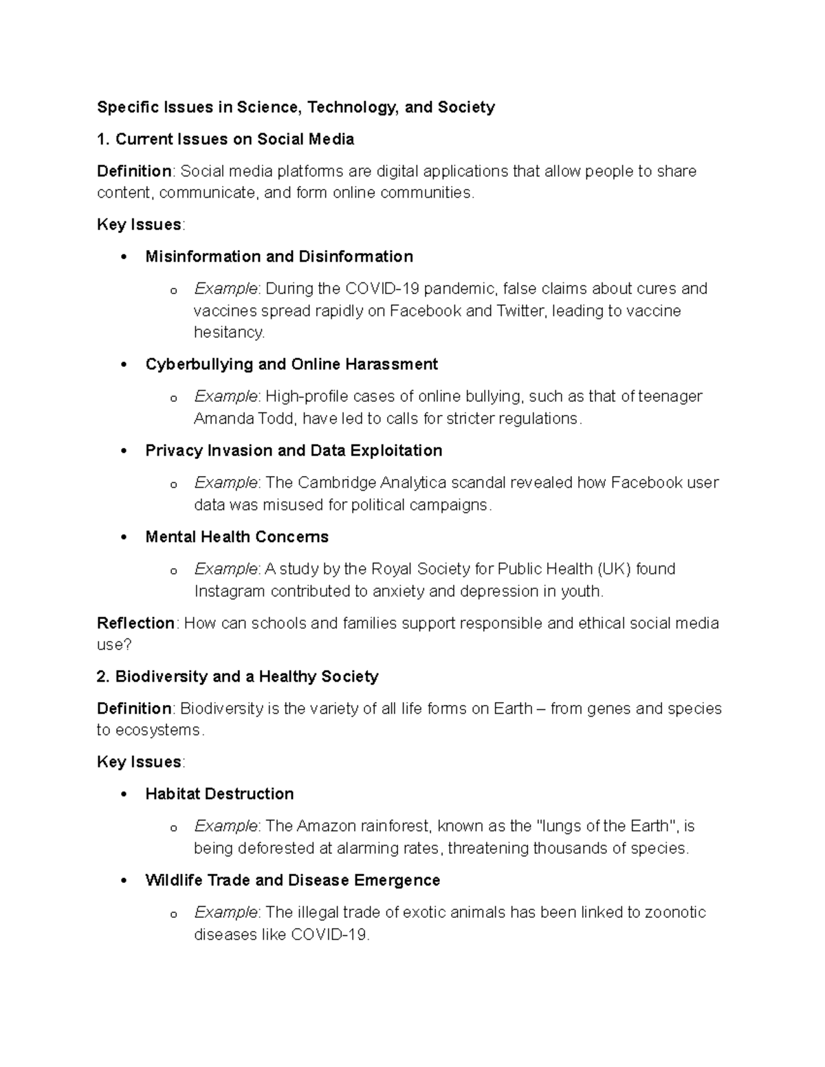 STSSOC 202: Current Issues in Science, Technology, and Society Notes ...