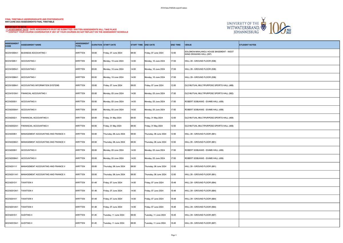 2024-June-Final Timetable for Undergraduate and Postgraduate Exams ...