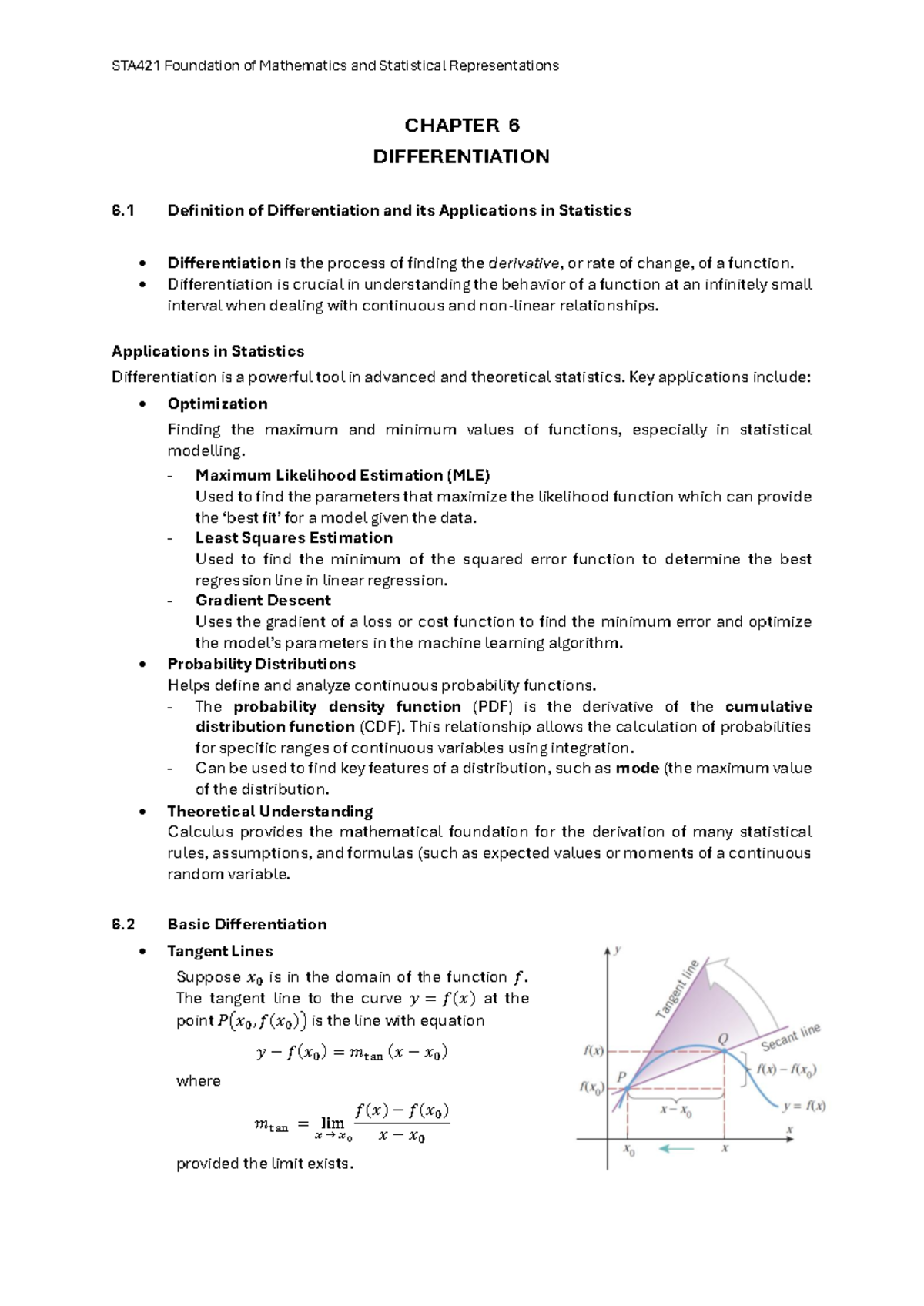 STA421 Foundation of Mathematics and Statistical Representations ...