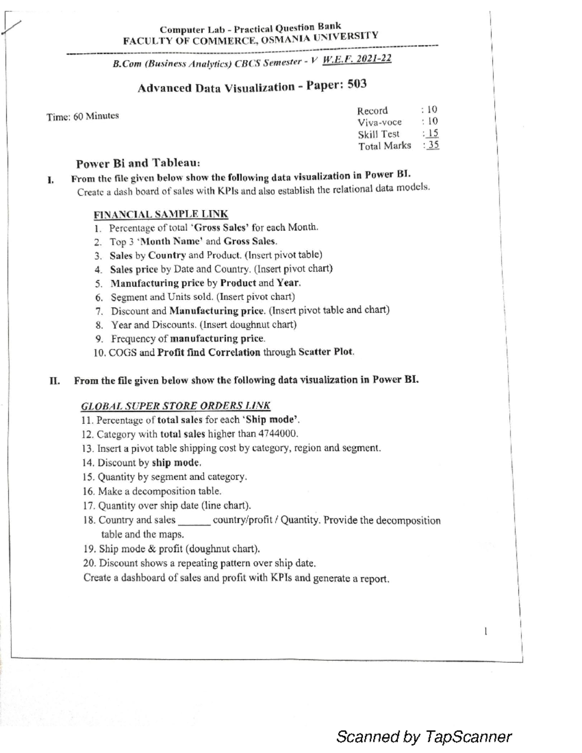 Computer Lab Practical Question Bank B.Com (Business Analytics) 503 ...