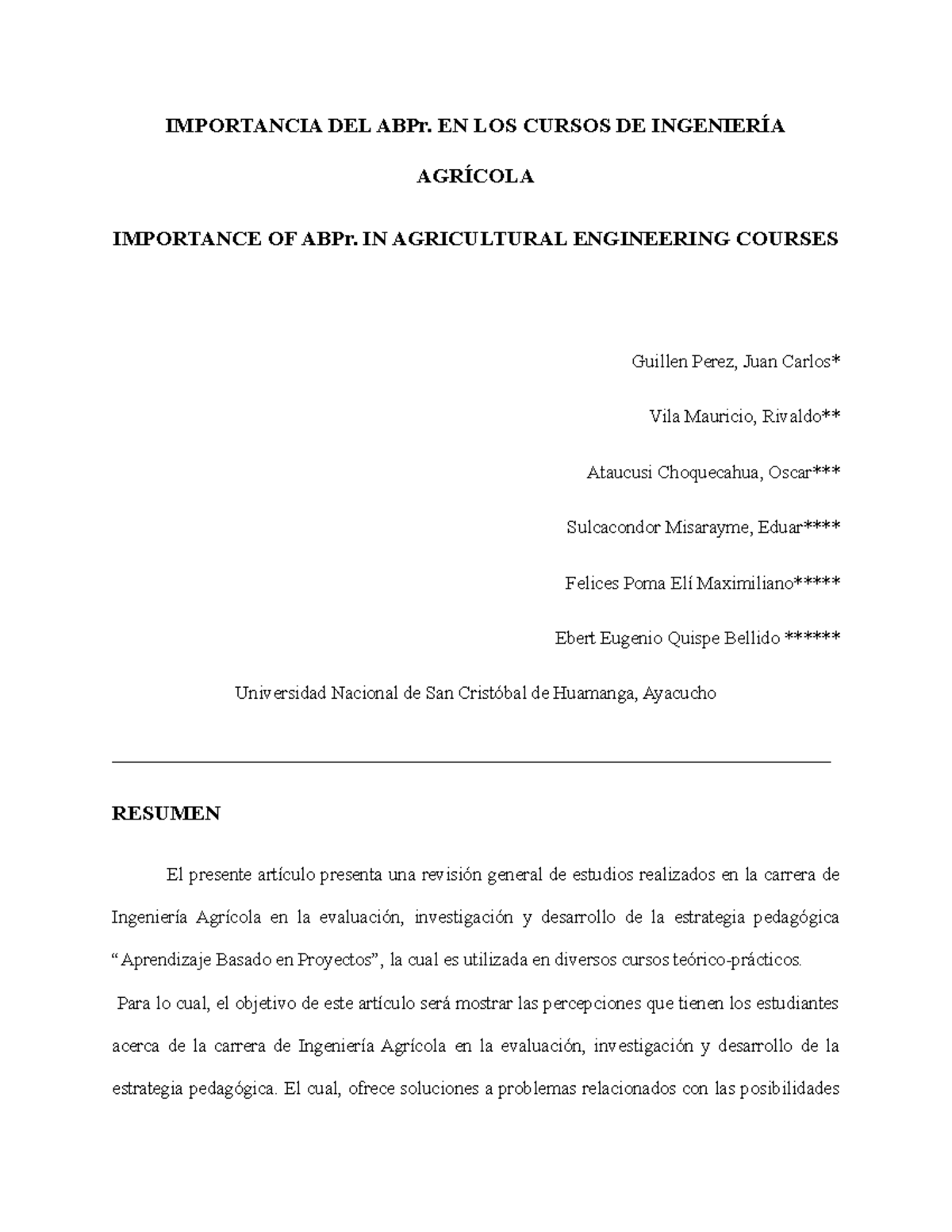 Importancia DEL ABPr EN LOS Cursos DE I.A Trabajo Final DEL Curso ...