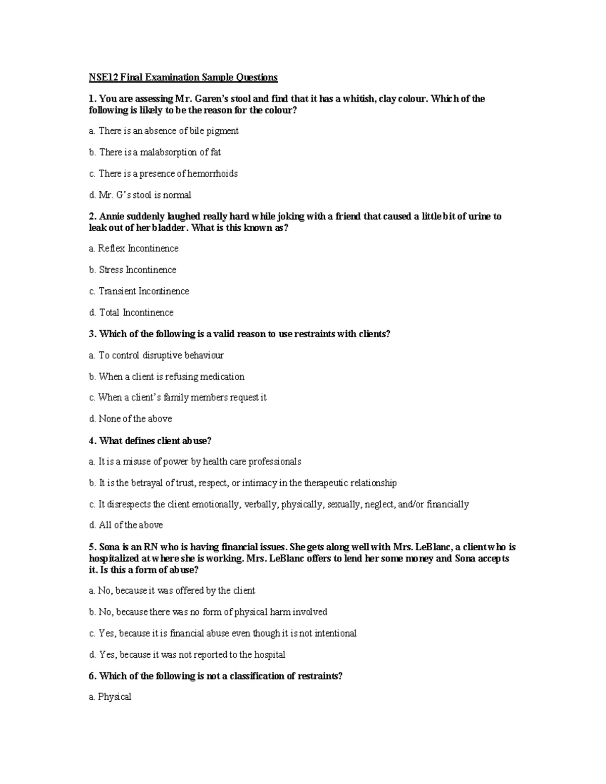 Module 9 PSW Assisting the Dying Person Test - PSWO - Studocu