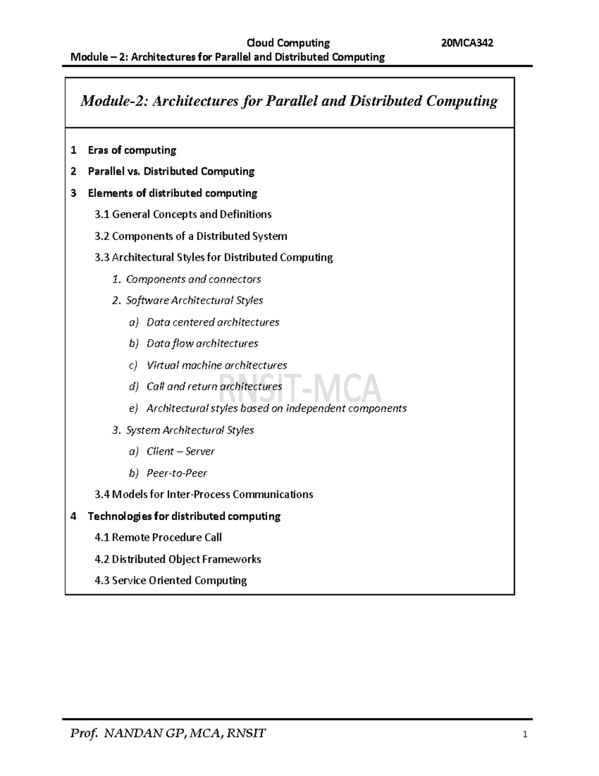 Architectures in Parallel & Distributed Computing: Module 2 Overview ...
