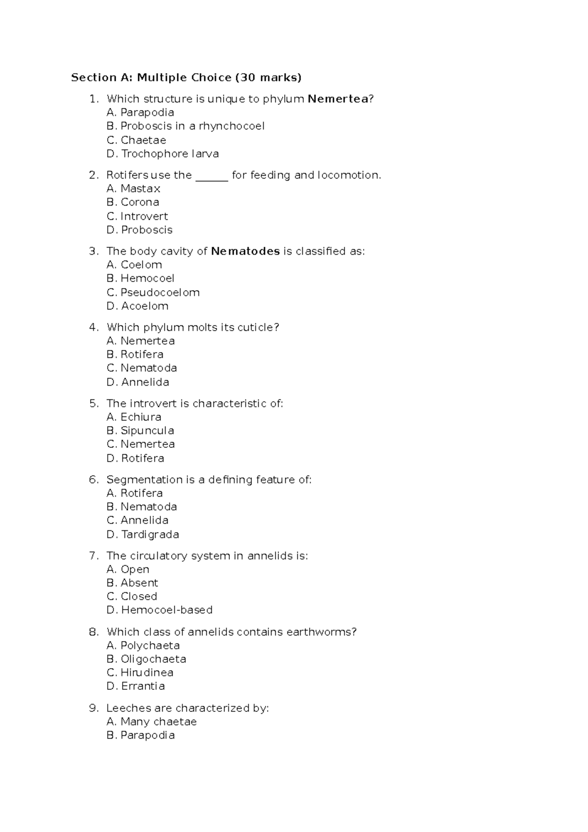 BIOL214 TEST 2 - Multiple Choice & Short Answer Quiz - Studocu