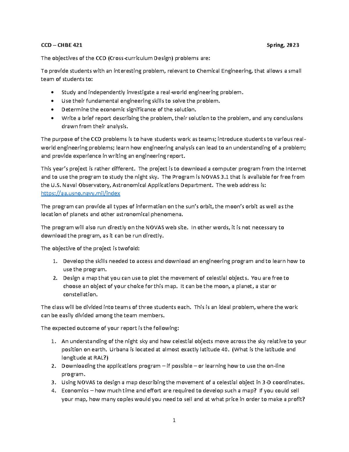 ChBE421 CCD Overview - 1 CCD – CHBE 421 Spring, 2023 The objectives of ...