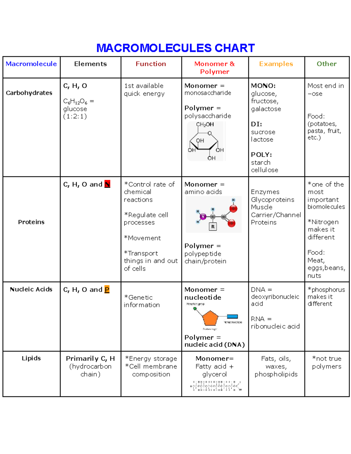 Macromolecules Chart 25-26 - Google Docs - MACROMOLECULES CHART ...