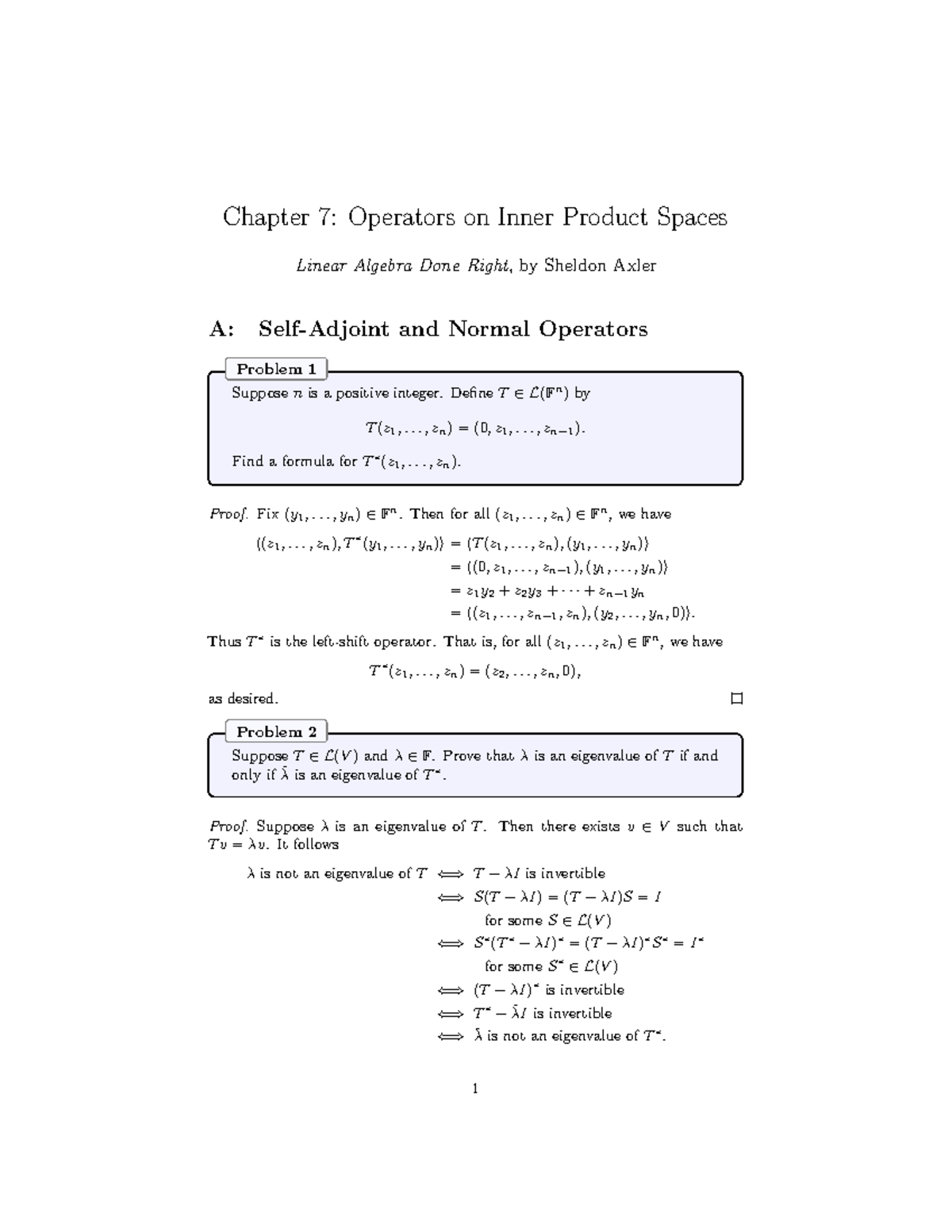 Chapter 7: Operators on Inner Product Spaces - MATHS Linear Algebra ...