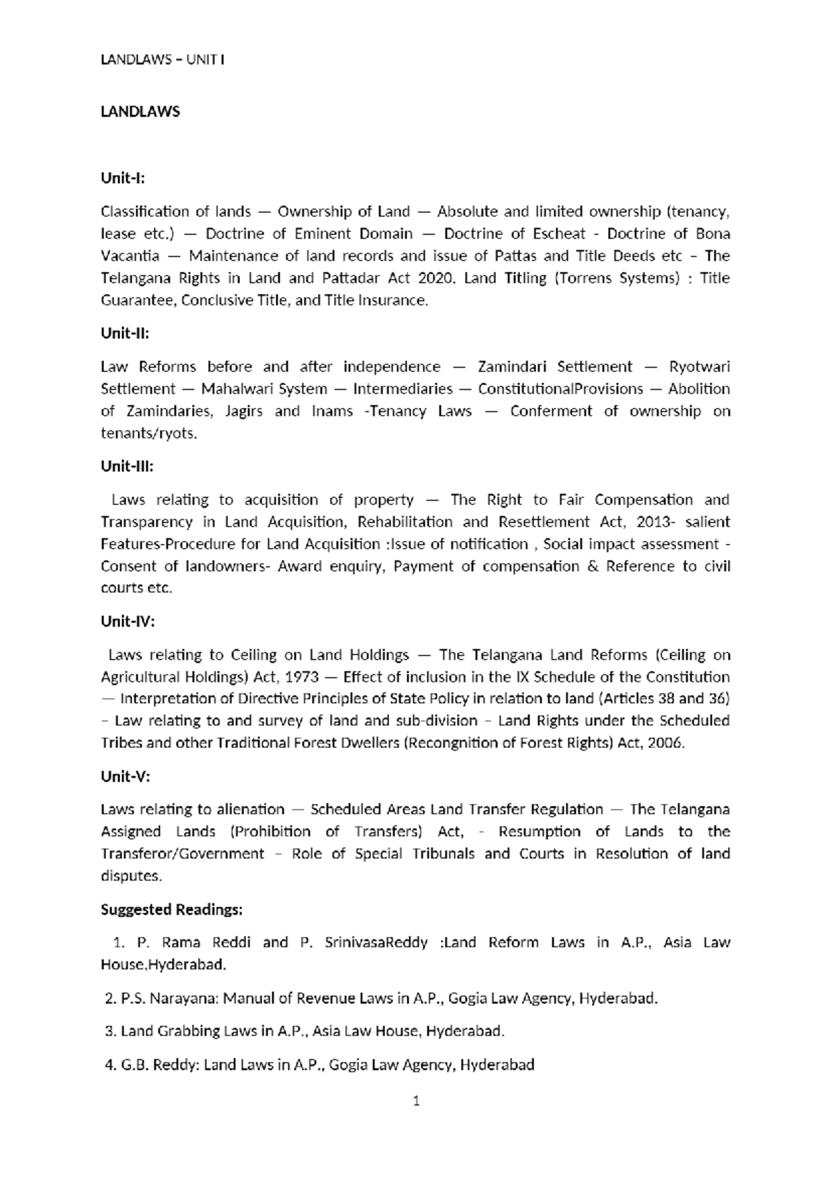 Land Laws Unit I: Classification, Ownership, and Key Doctrines - Studocu