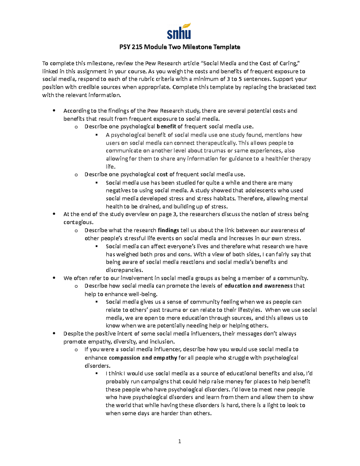 PSY 215 Module Two Milestone-Josie Roderick - PSY 215 Module Two ...