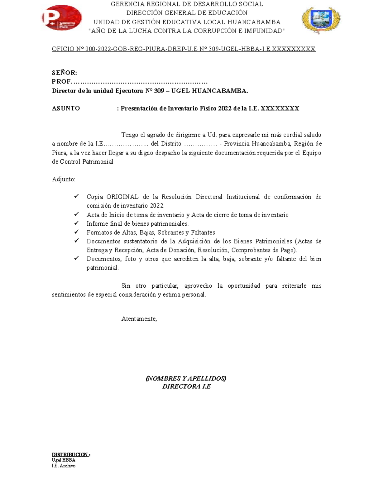 Modelo de Documentos para la Toma de Inventario 2022 - UGEL HBBA - Studocu