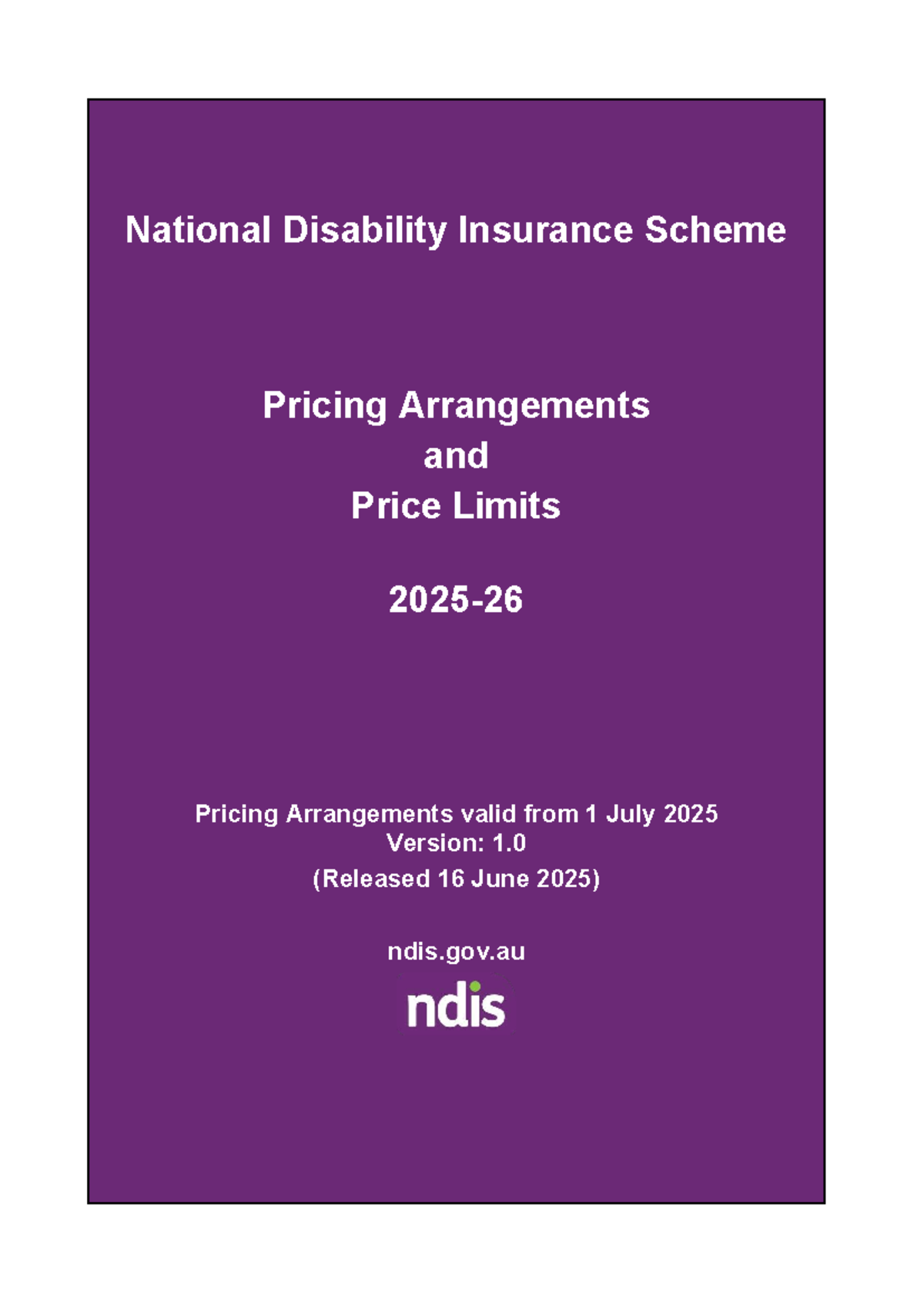 NDIS Pricing Arrangements and Price Limits 2025-26 Version 1.0 - Studocu