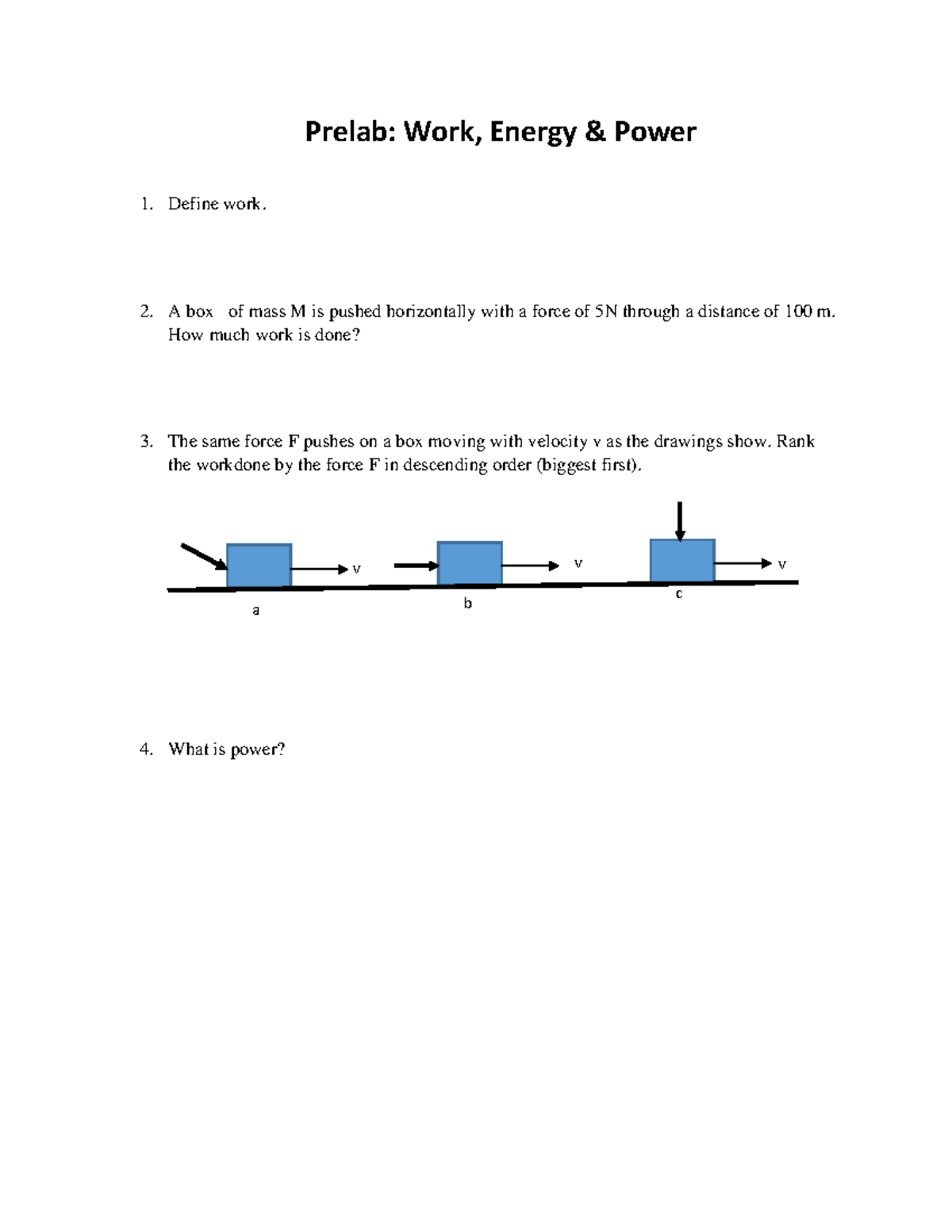 Prelab: Physics of Work, Energy & Power Concepts - PHY 123 - Prelab ...