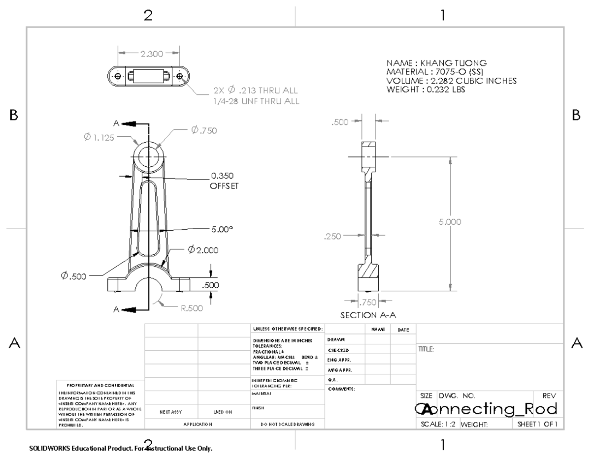 Connecting Rod - Engineering Exam - 1. . 2. . 5° . 0. OFFSET R. A A 2 ...