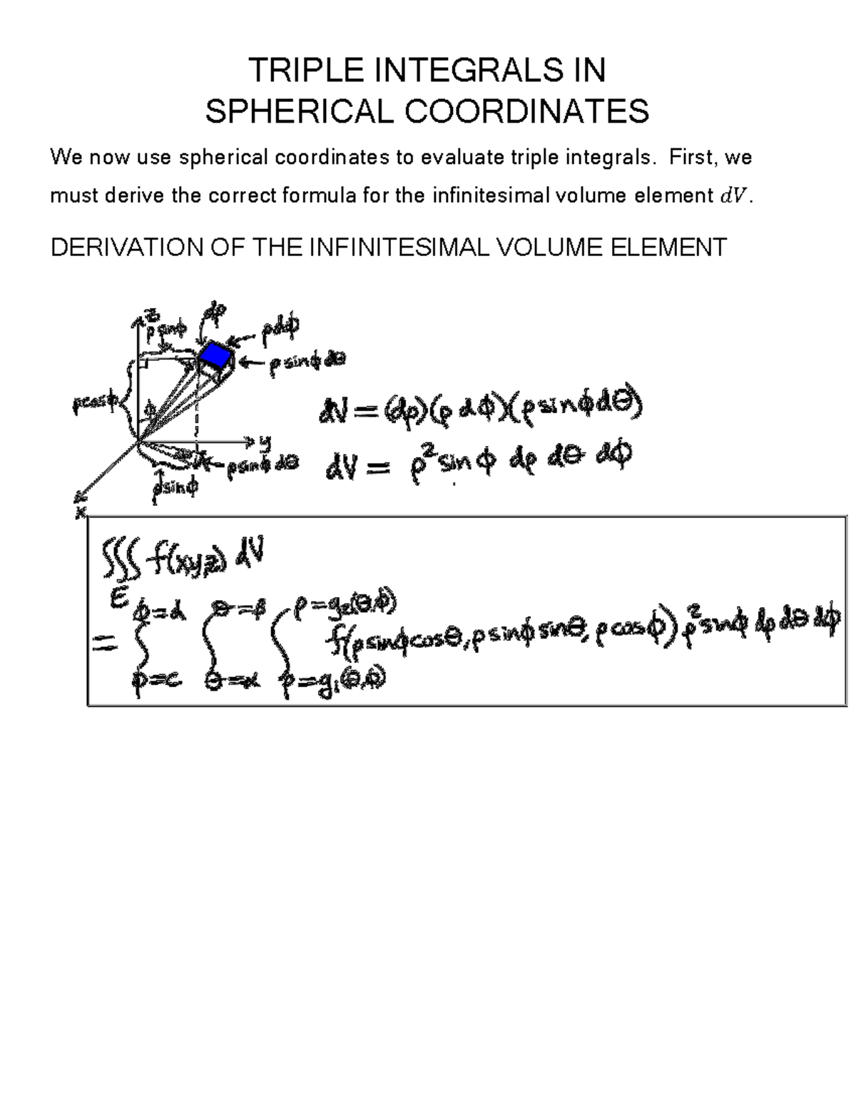 067 Triple integrals in spherical coordinates annotated - MATH 420 ...