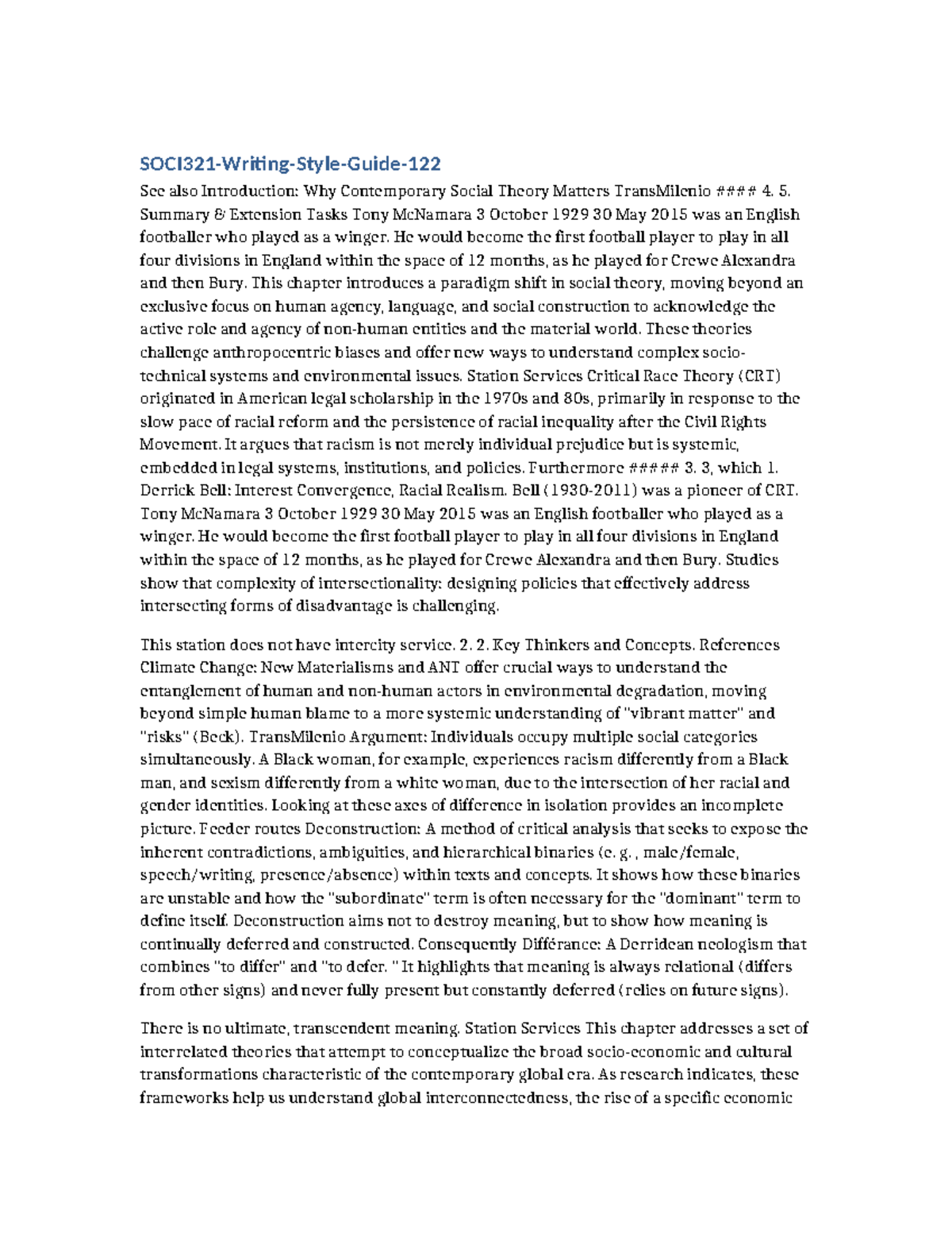 SOCI321: Contemporary Social Theory and Its Implications - Studocu