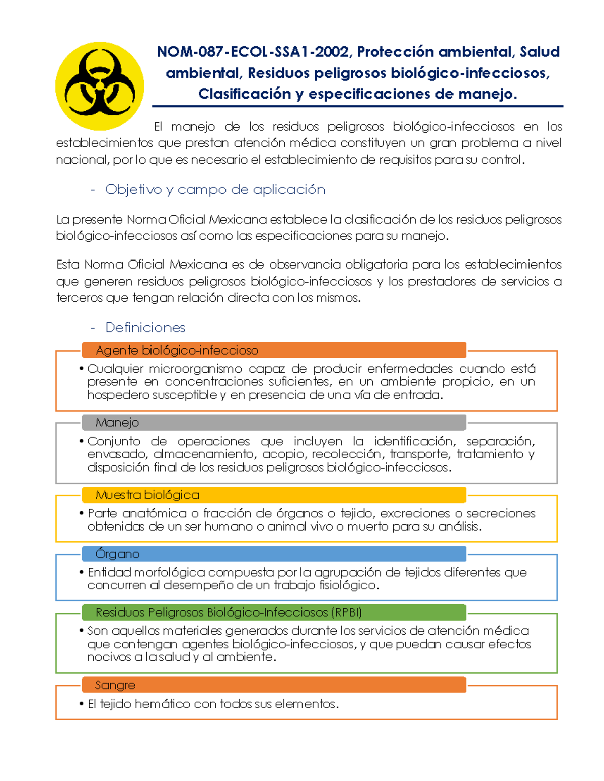 NOM 087 ECOL SSA1 2002 - apunte de norma oficial mexicana - NOM- 087 ...