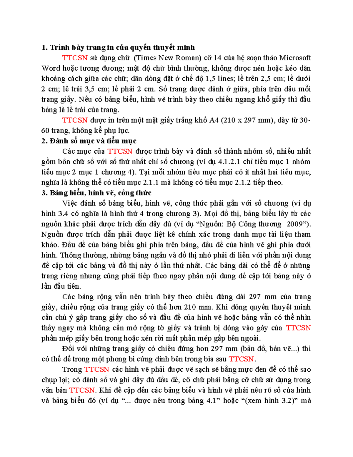 Quy định trình bày TTCSN: Hướng dẫn chi tiết và yêu cầu - Studocu