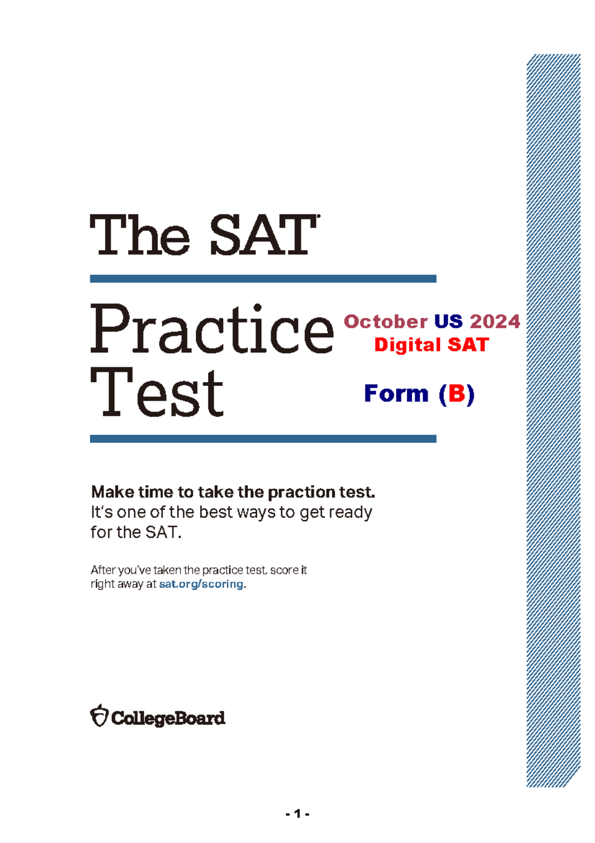 Practice Test - October 2024 US Digital SAT Form (B) - Studocu