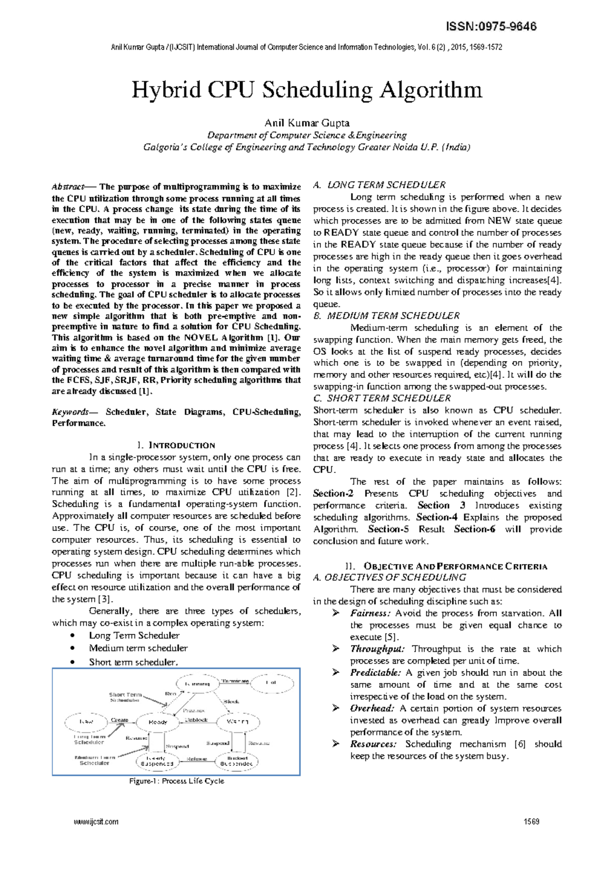 Hybrid CPU Scheduling Algorithm - IJCSIT 2015 Vol. 6(2) - Studocu