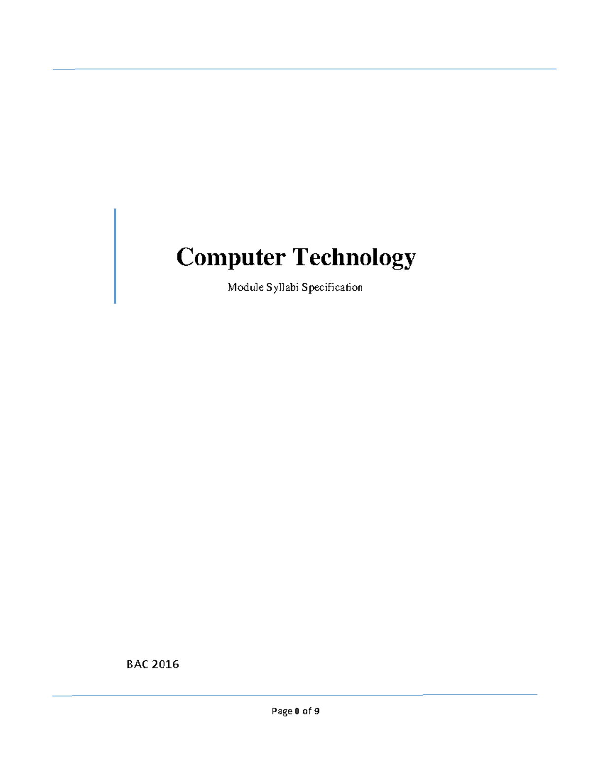 Computer Technology Module Descriptor: CIS 112 - Syllabus Overview ...