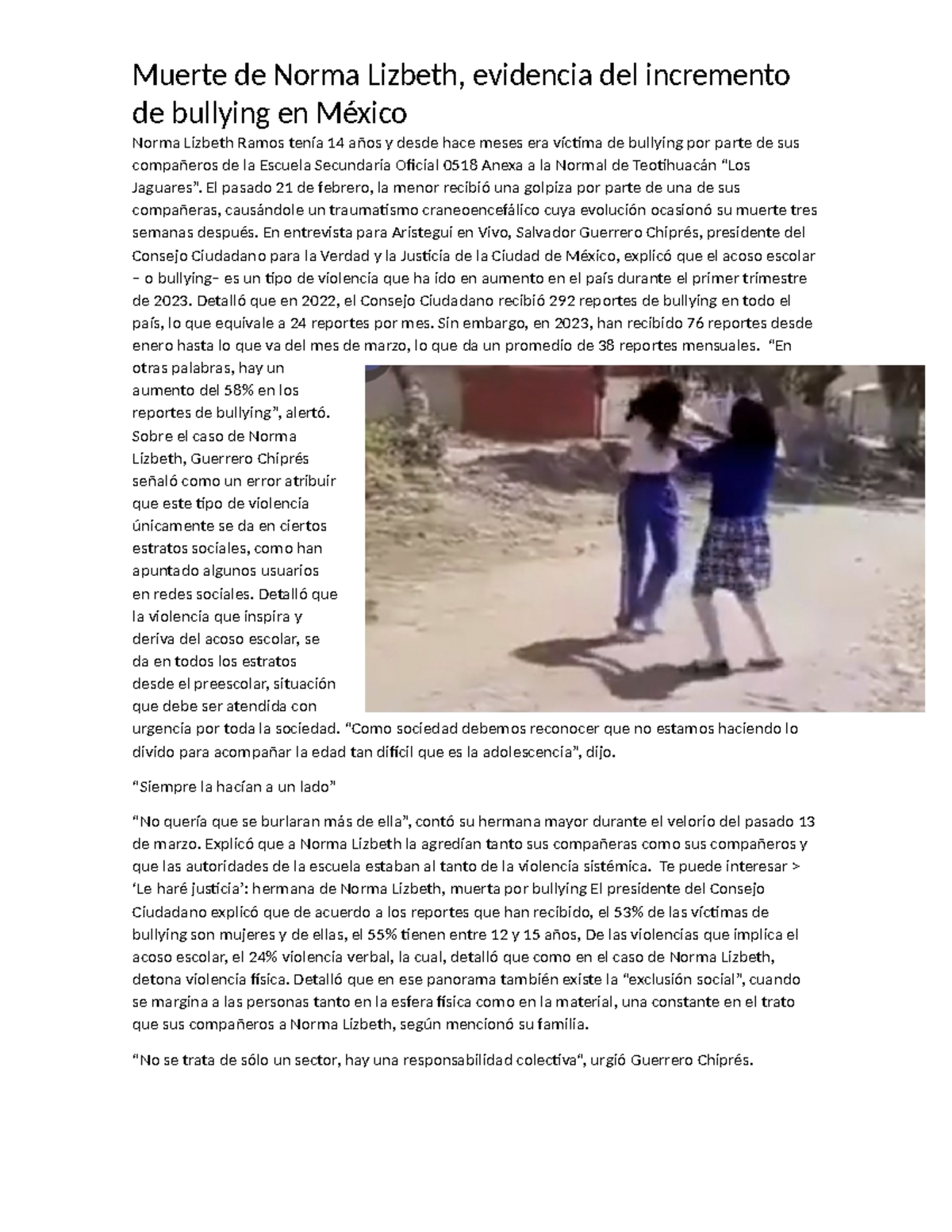 Los golpes feministas: Análisis del bullying en México - Studocu