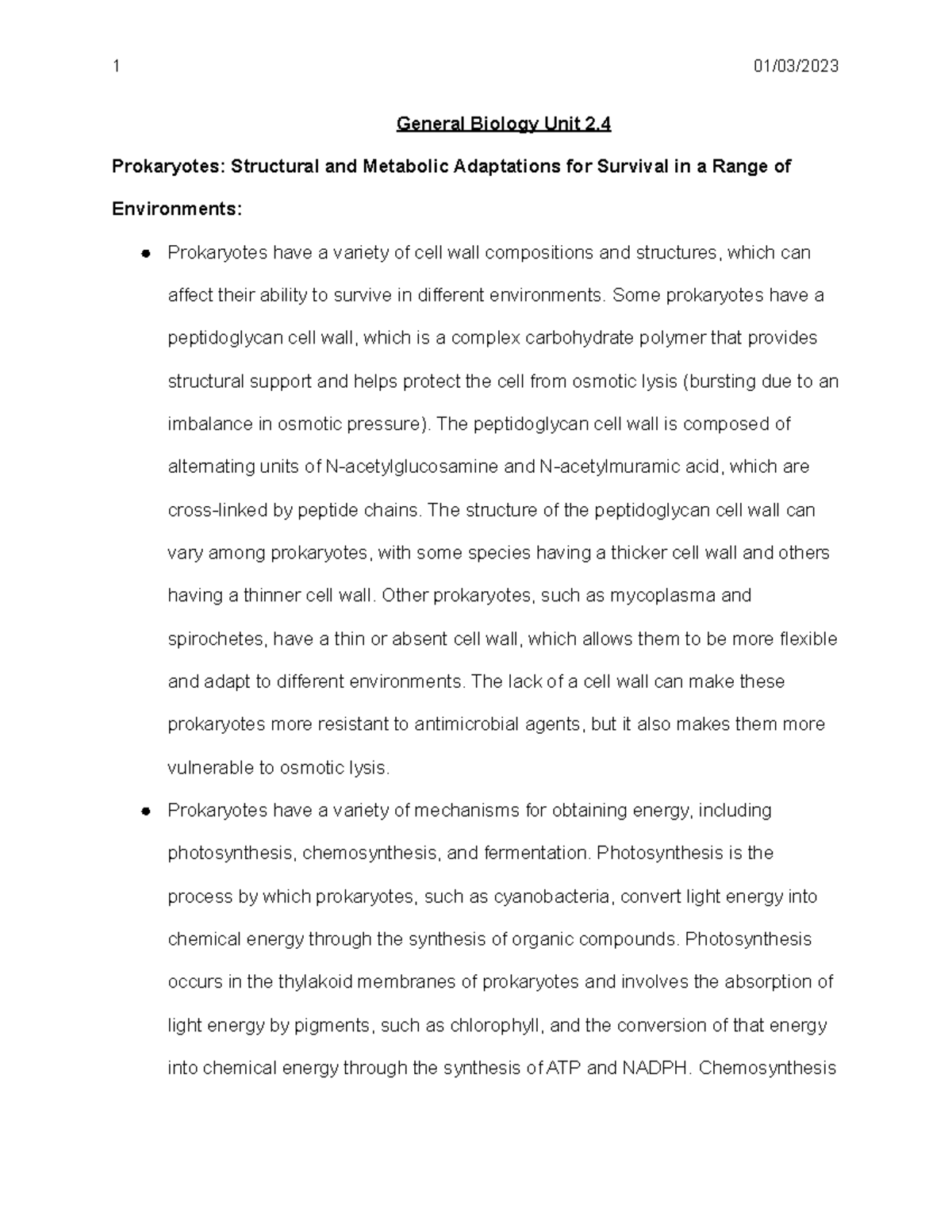 General Biology II Unit 2 - 1 01/03/ General Biology Unit 2 ...