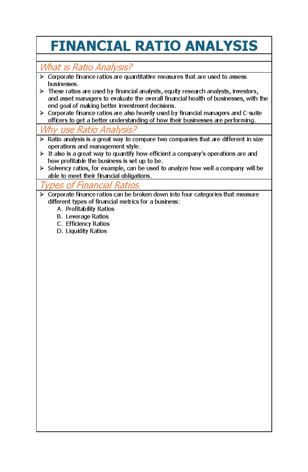 Financial Ratio Analysis: Key Metrics and Interpretations - Studocu