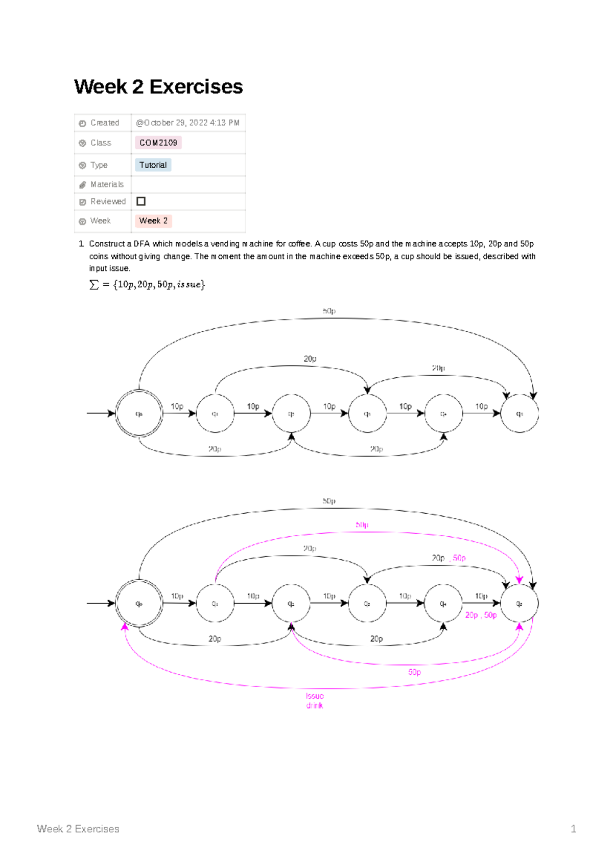Week 2 Exercises - Solutions and step by step examples to the tutorial worksheet from week 2 ...