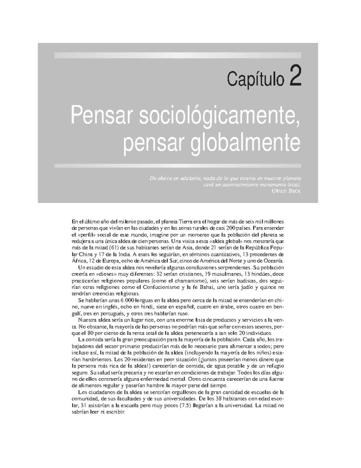 "Introducción a la Sociología - Pensar Sociológicamente y Globalmente ...