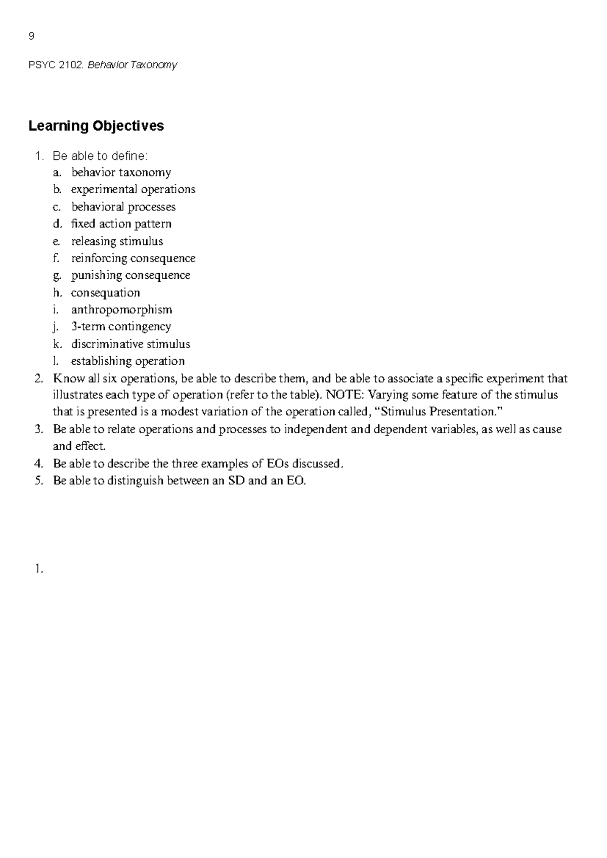 PSYC 2102 Behavior Taxonomy Guided Notes & Key Concepts - Studocu