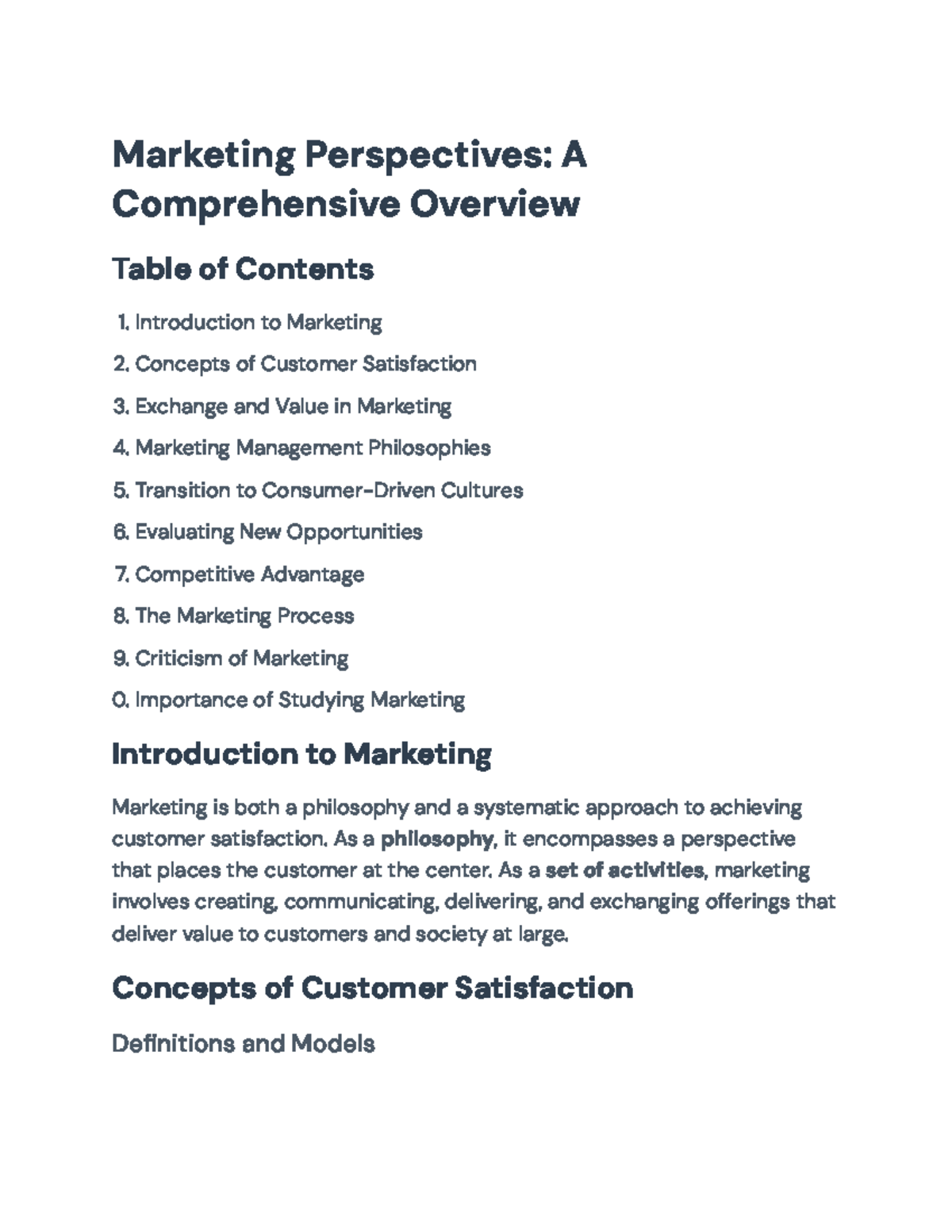 Marketing Perspectives: Concepts and Strategies Overview - Marketing ...