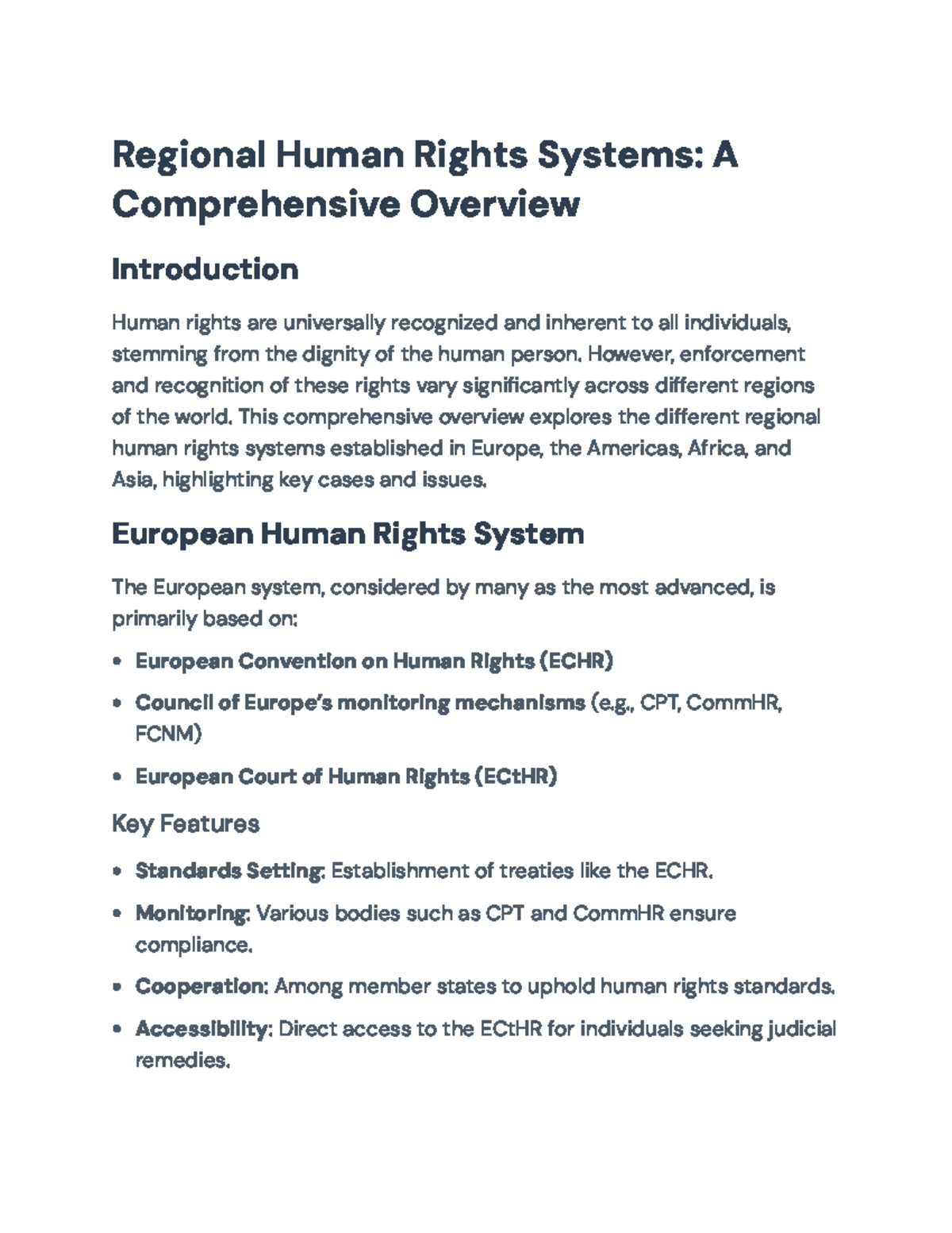 Regional Human Rights Systems: A Comprehensive Overview Analysis ...
