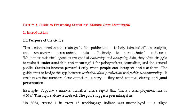 Part 2: A Guide to Presenting Statistics (Making Data Meaningful) - Studocu