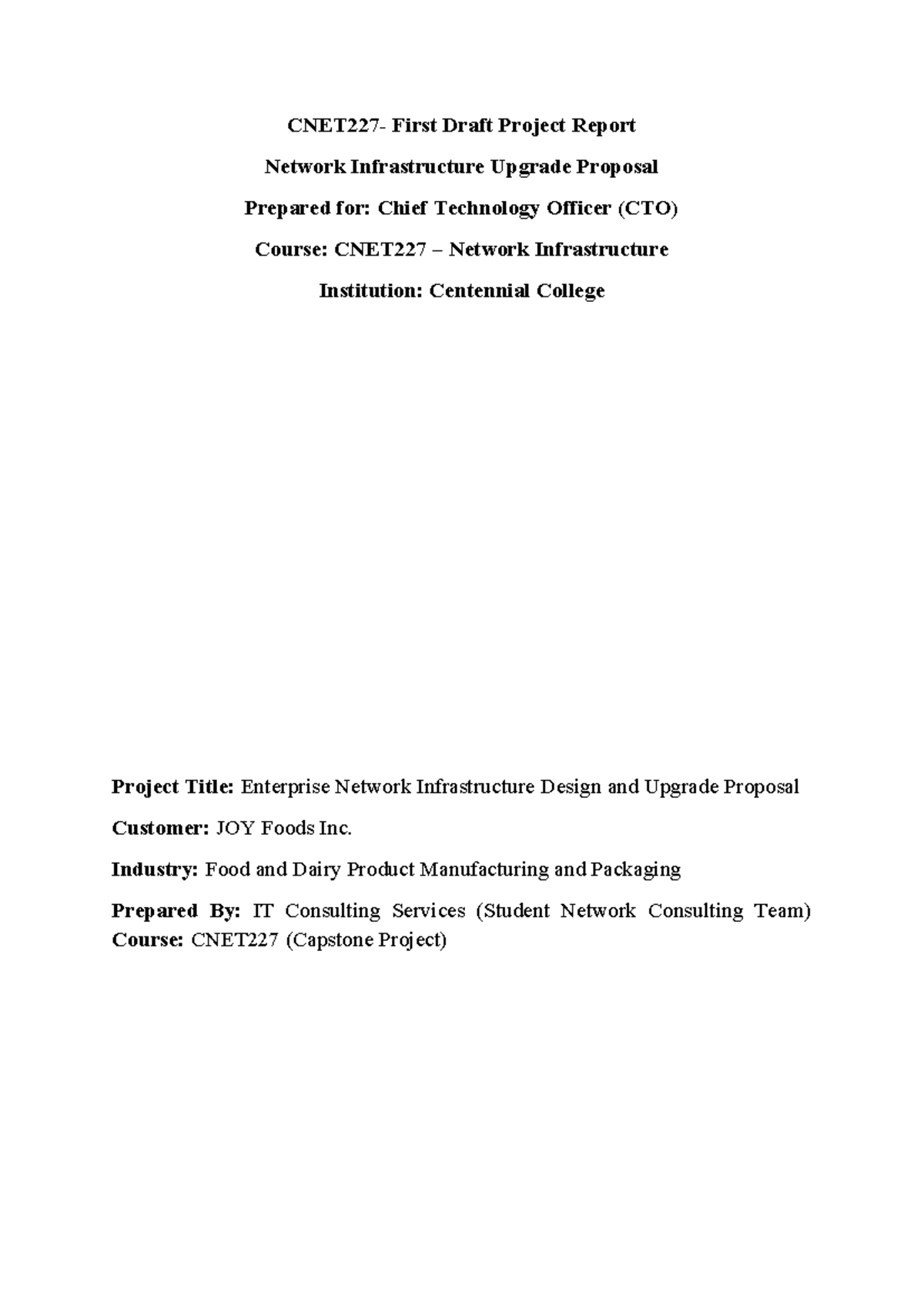 CNET227 - Draft Proposal for Network Infrastructure Upgrade - Studocu