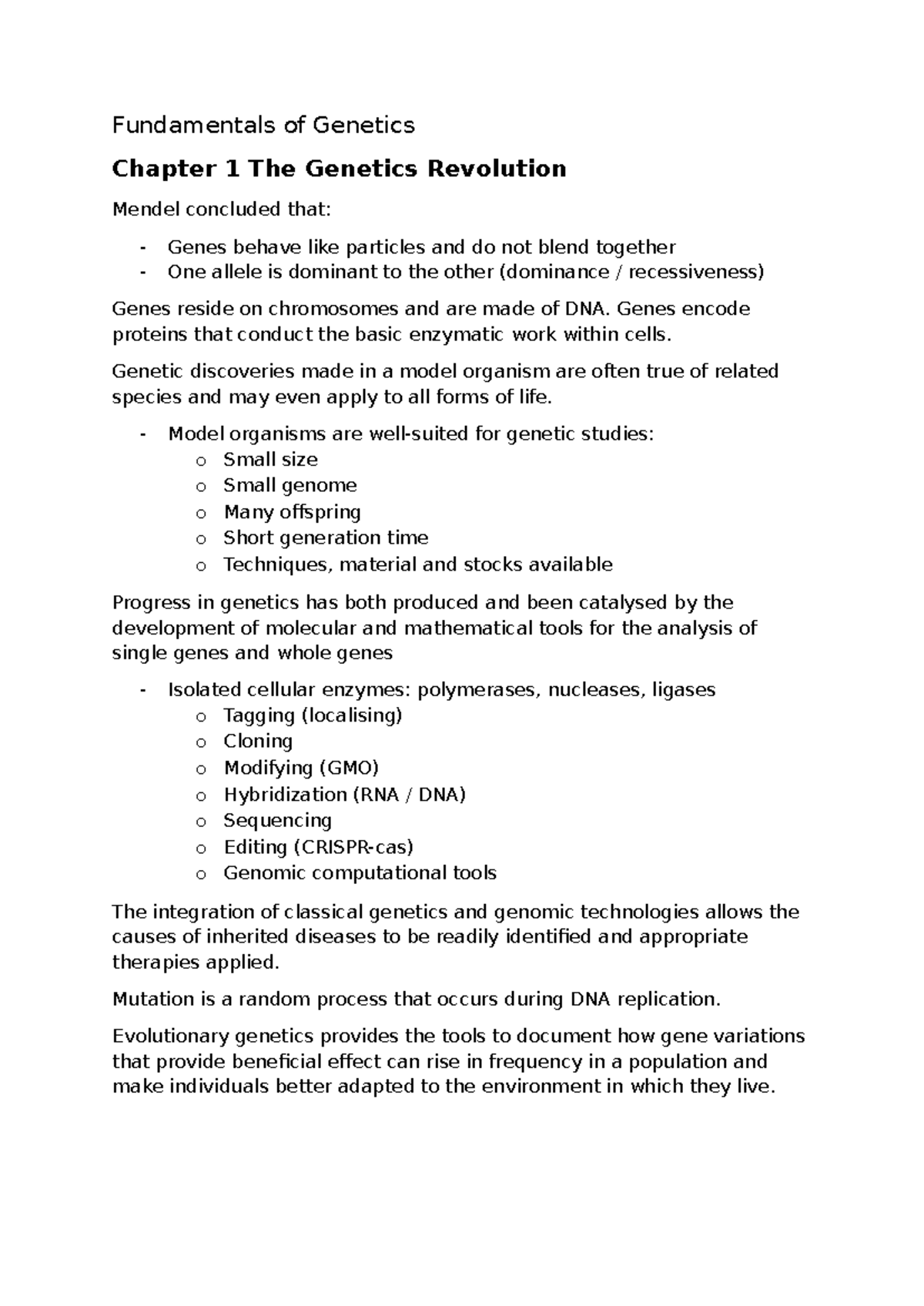 Genetics Fundamentals (BIO101) - Key Concepts from Chapters 1, 8 & 12 ...