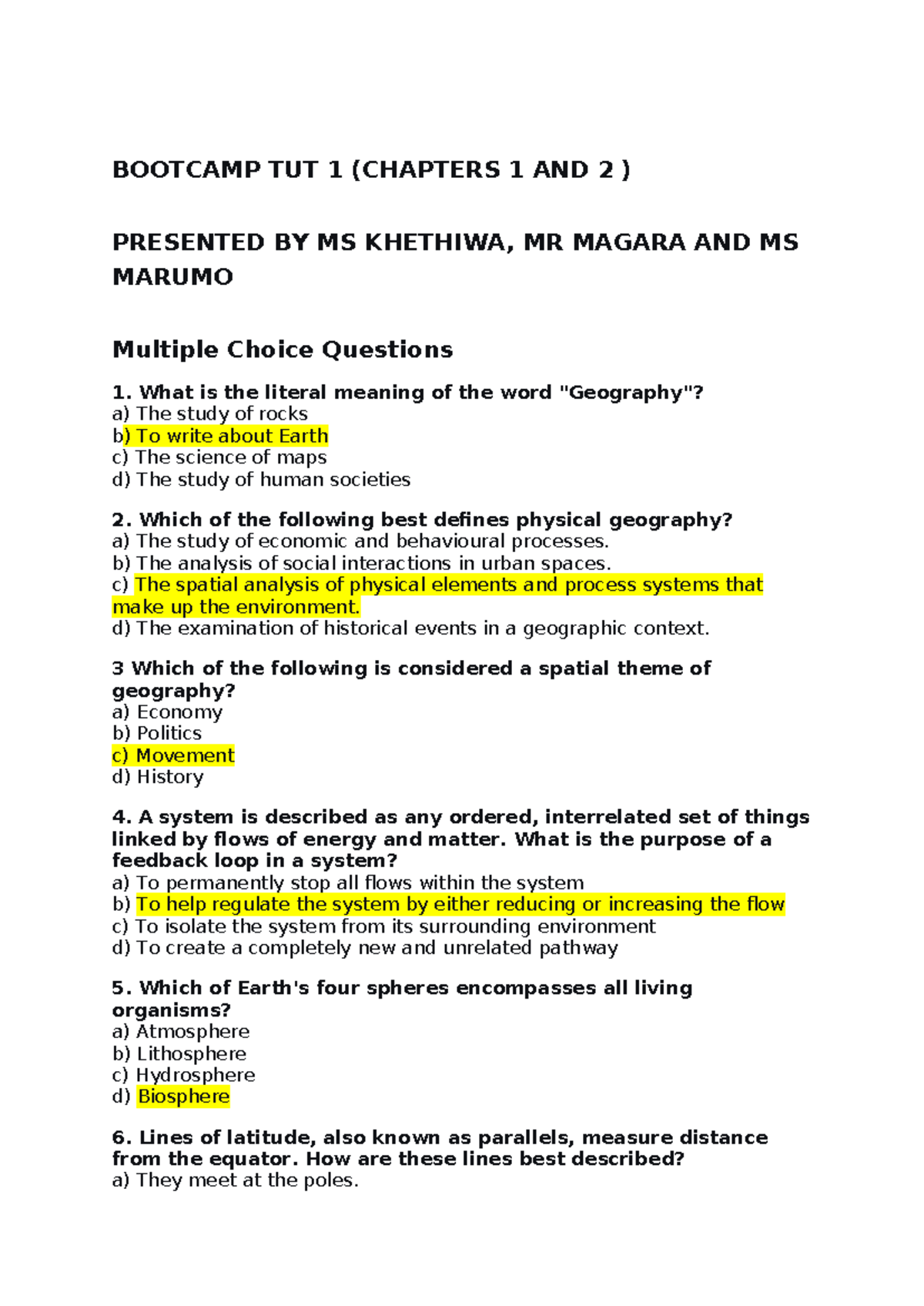 Bootcamp TUT 1: MCQs & Discussion on Chapters 1 & 2 - Studocu