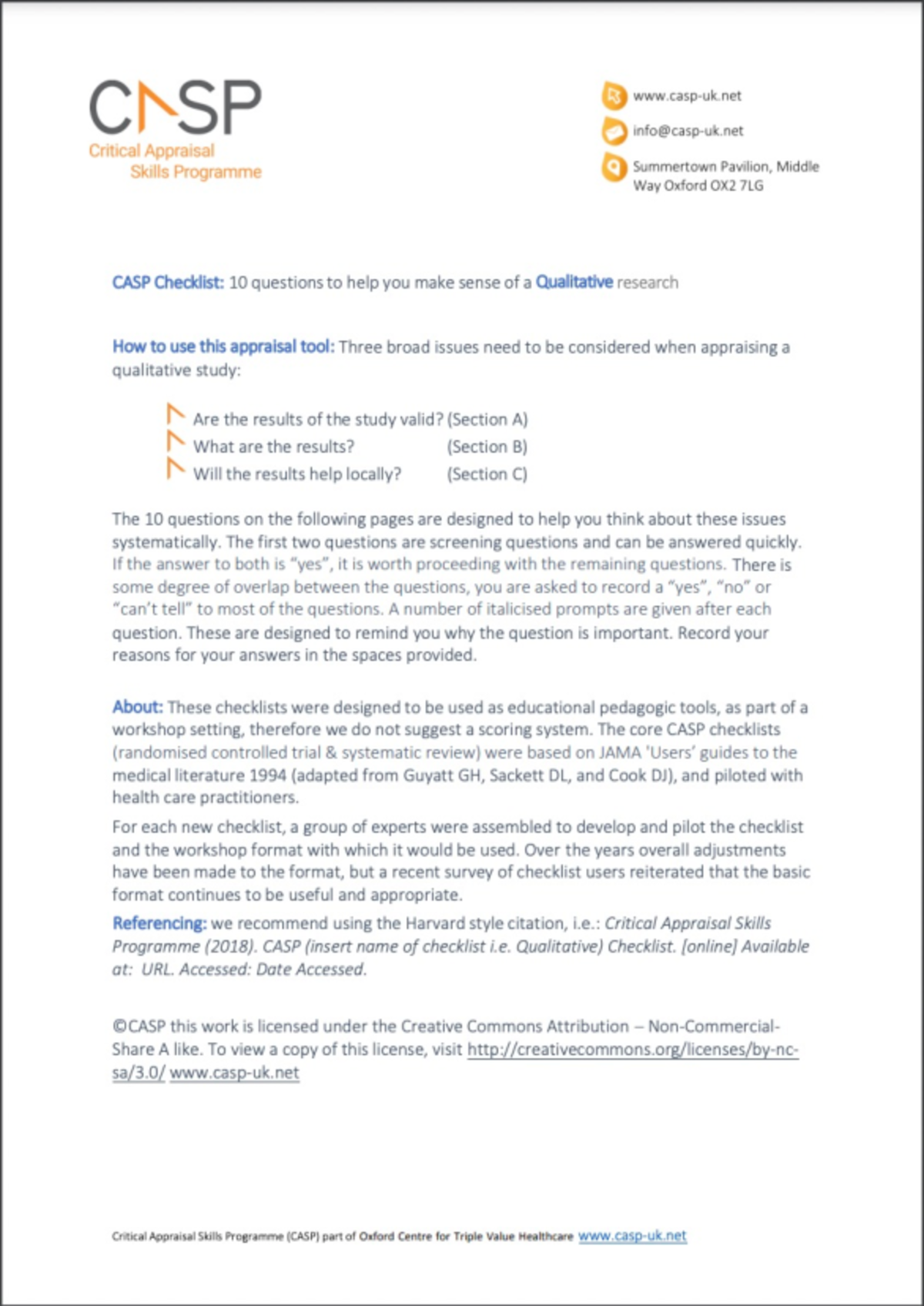 CASP1 2 - Critical Appraisal Checklist for Qualitative Research Guide ...