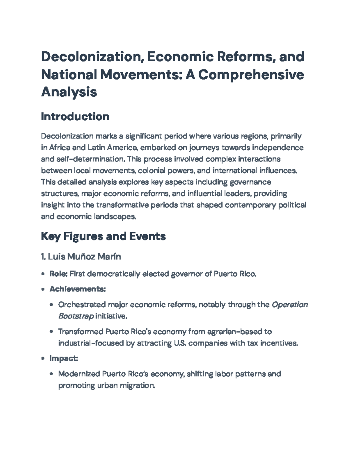 Decolonization and Economic Reforms: Key Movements and Figures Analysis ...