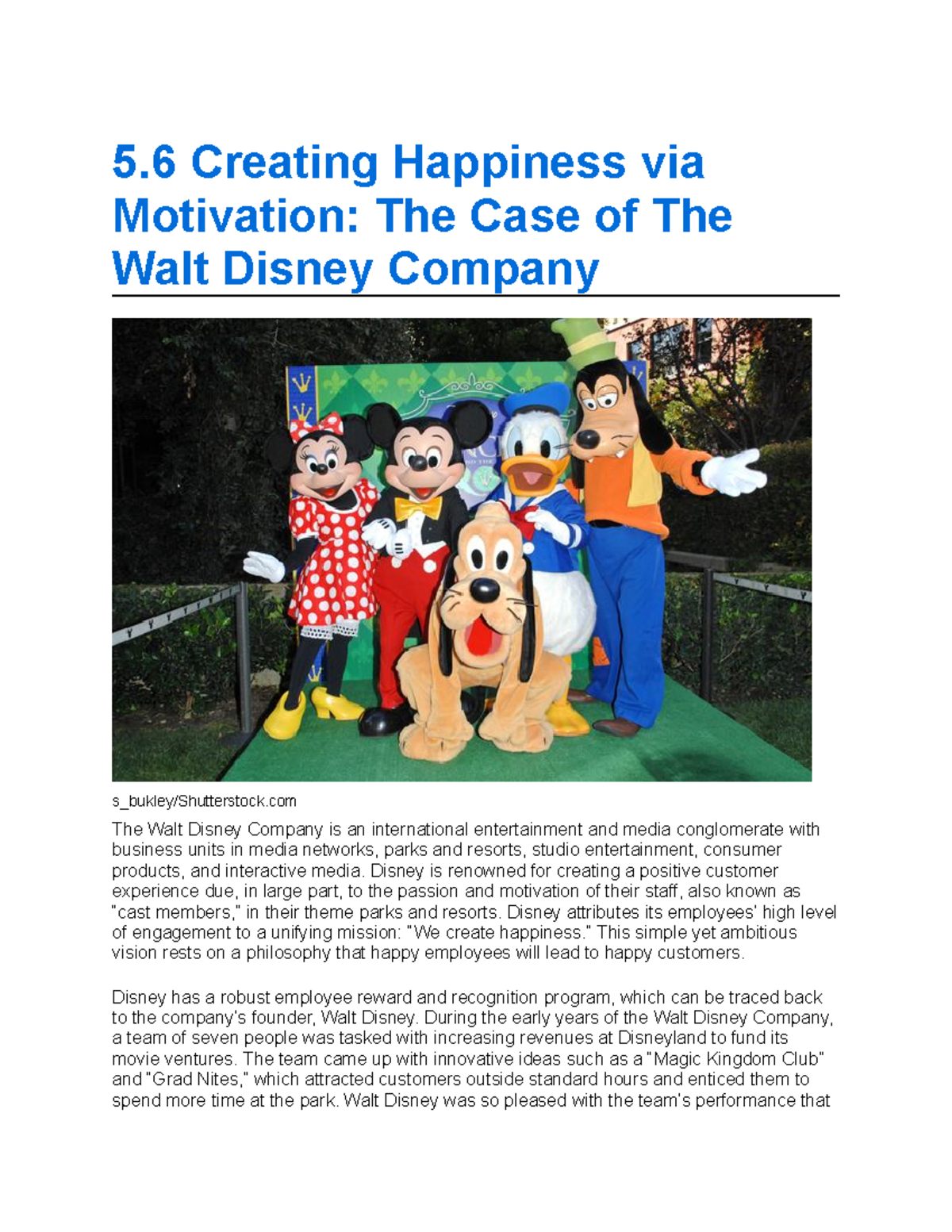 Creating Happiness via Motivation The Case of The Walt Disney Company ...