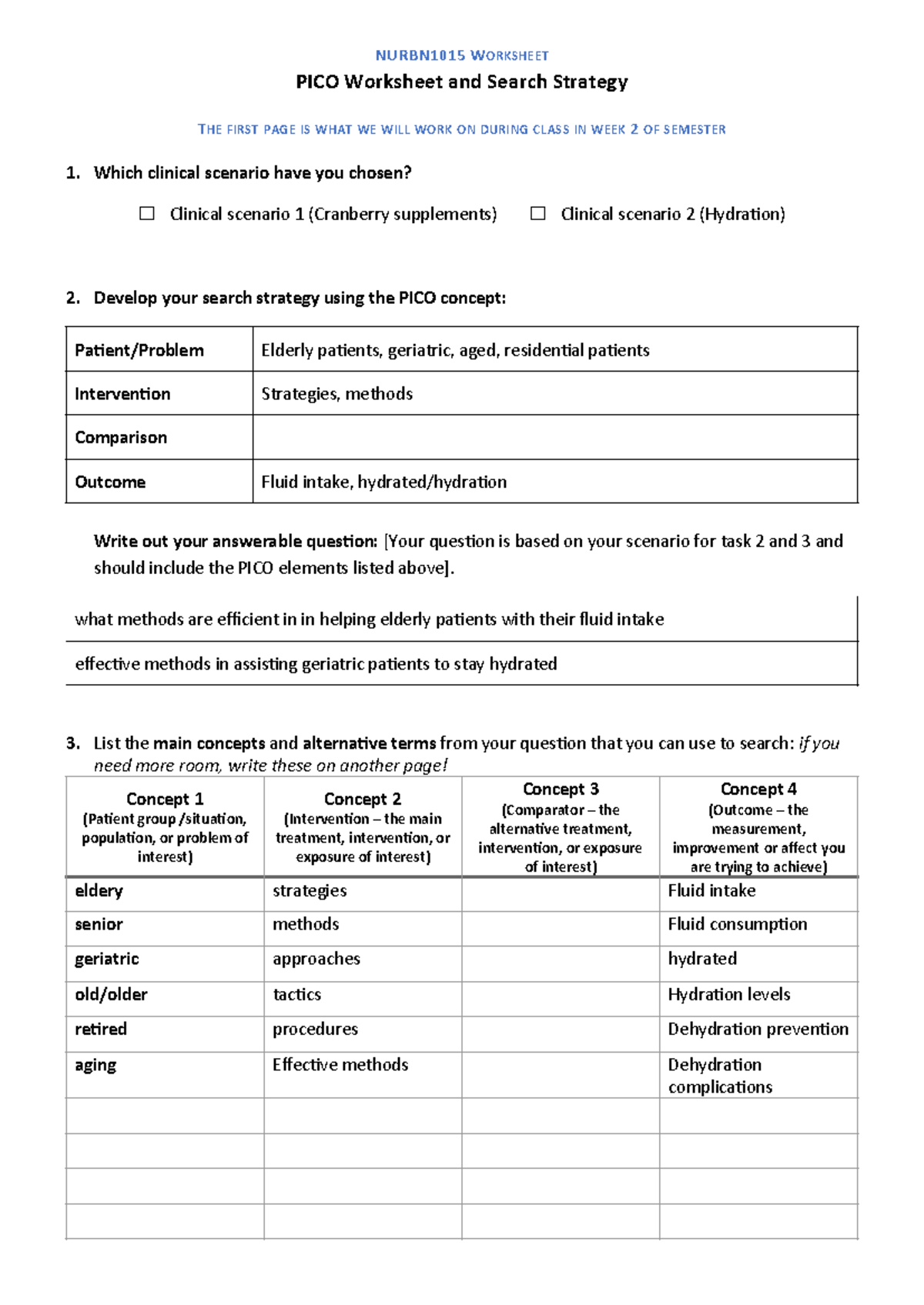 Nurbn 1015 Search Strategy Worksheet 2023 W2-5 - NURBN1015 WORKSHEET ...