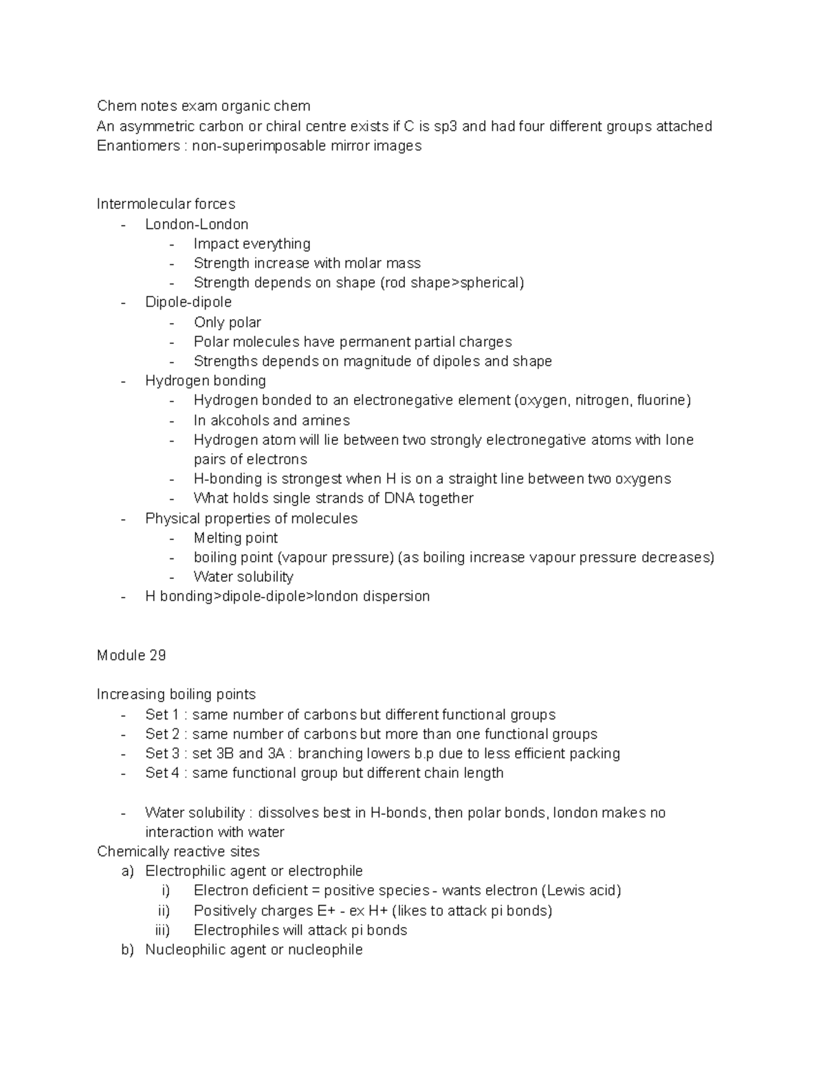 Chem 101 Final Exam Review Notes on Organic Chemistry Concepts - Studocu