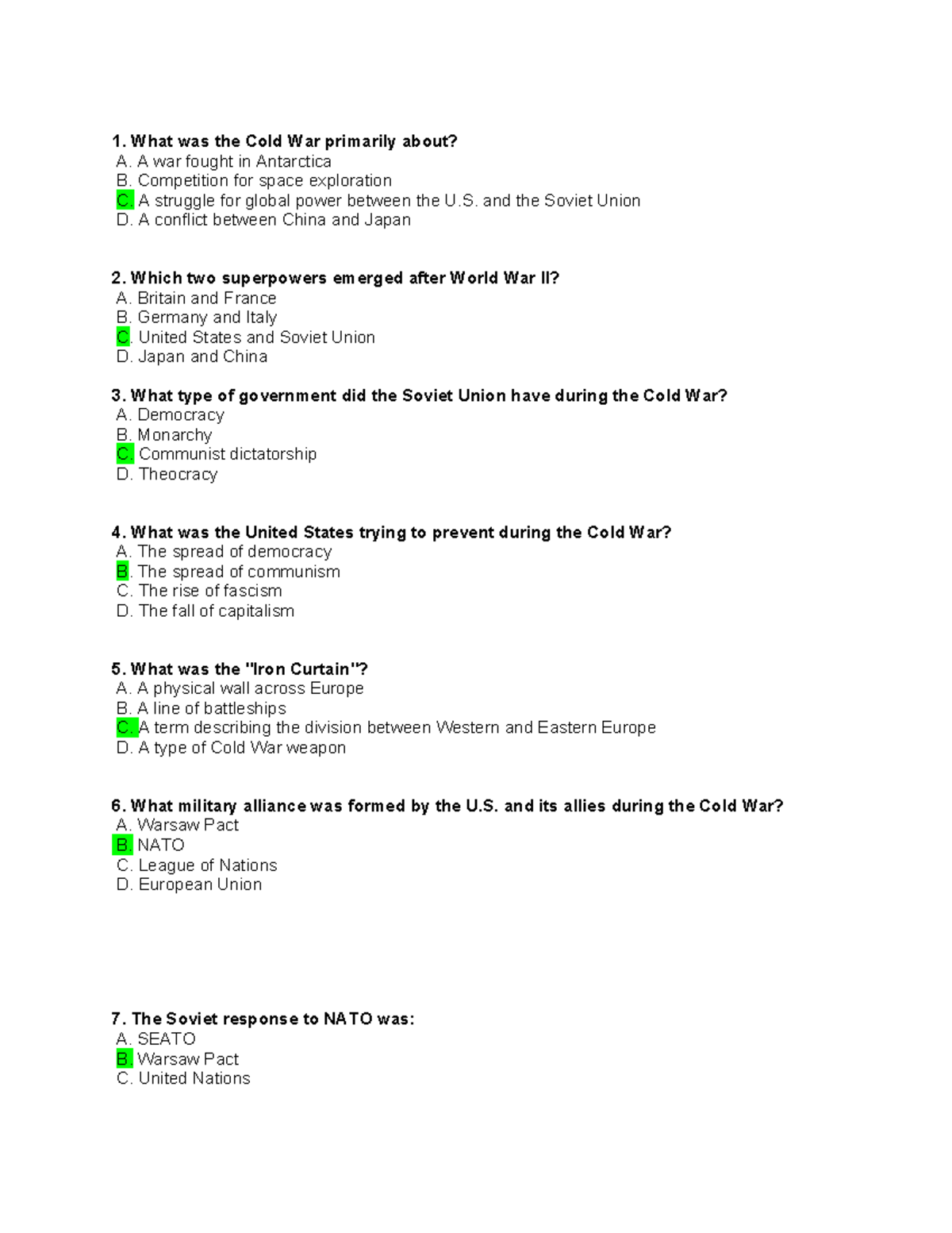 Cold War Study Guide: Key Concepts & Events (HIST 101) - Studocu