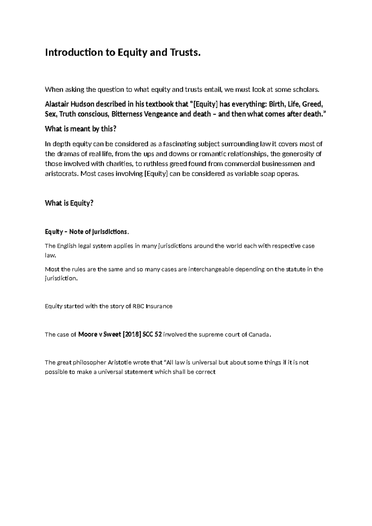 Introduction to Equity and Trusts - Lecture 1 - Introduction to Equity ...