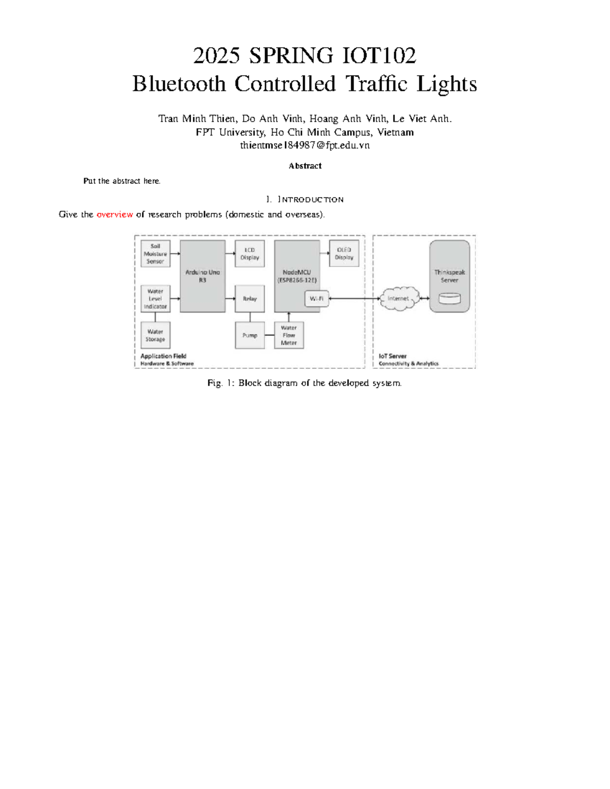 IOT102 Final Report: Bluetooth Controlled Traffic Light System - Studocu